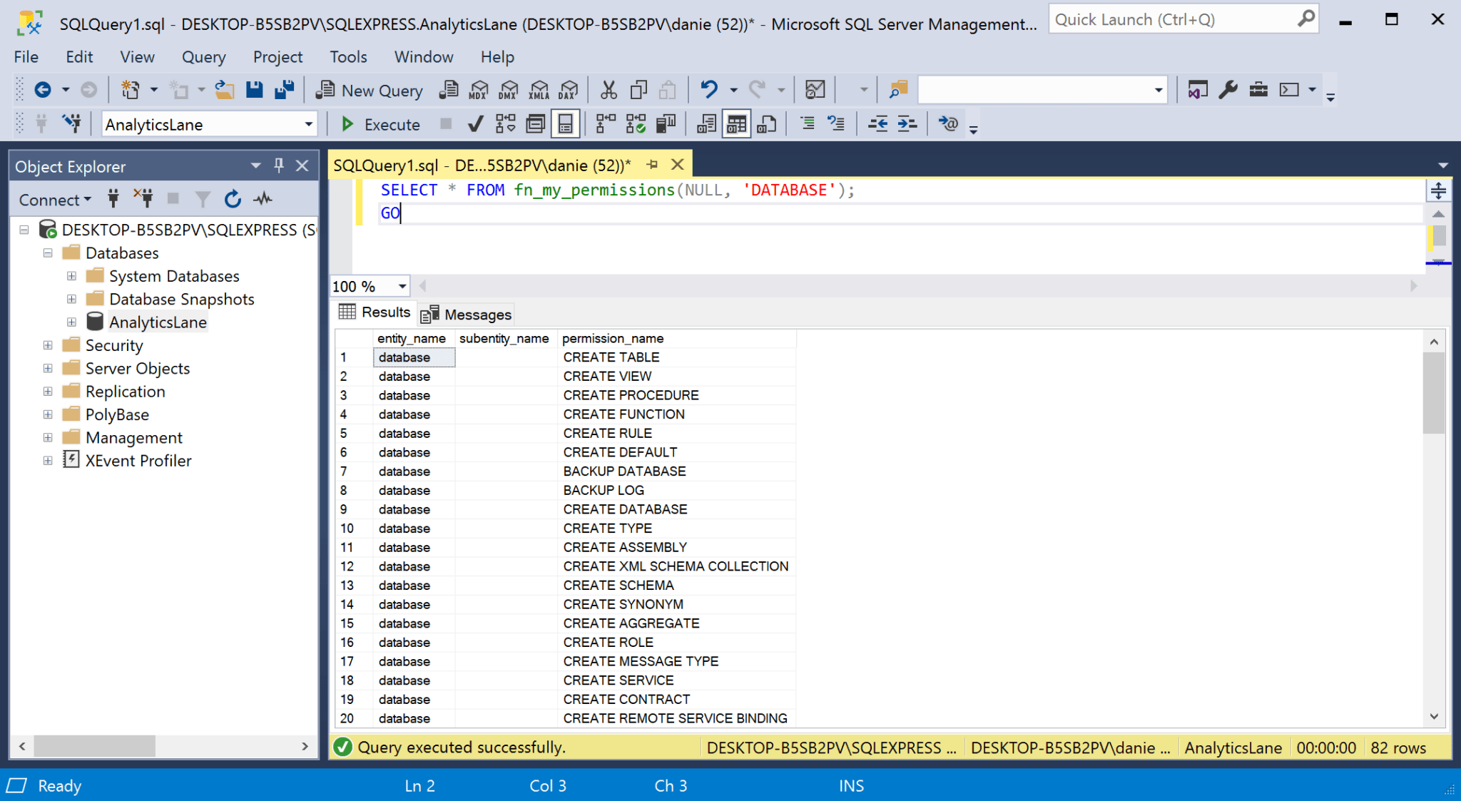 Obtener los permisos asignados en SQL Server - Analytics Lane